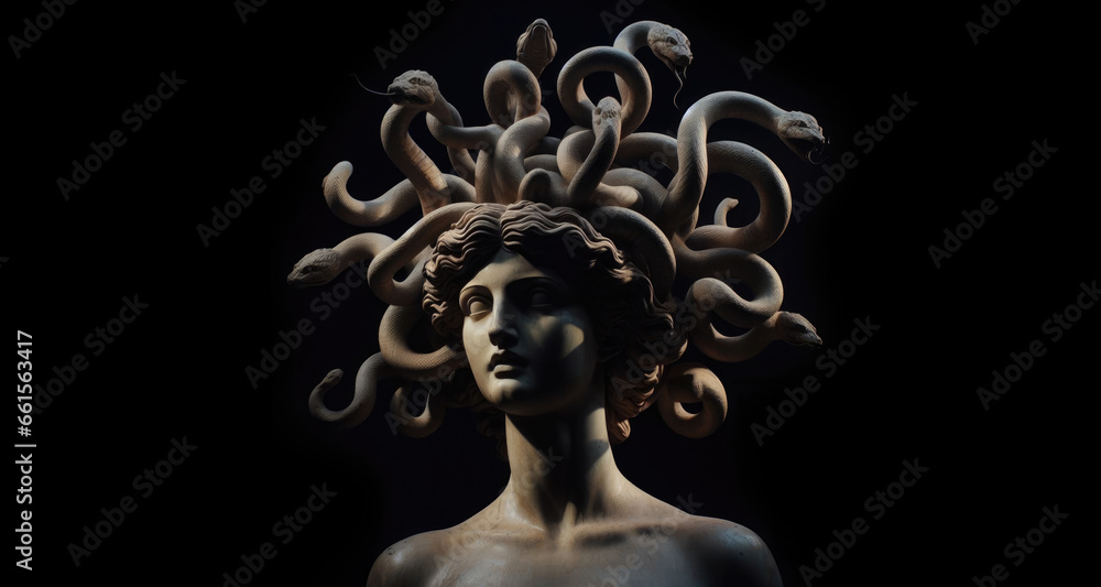 Birth of Legends: Pegasus and Chrysaor. stone statue. Sake, serpent ...