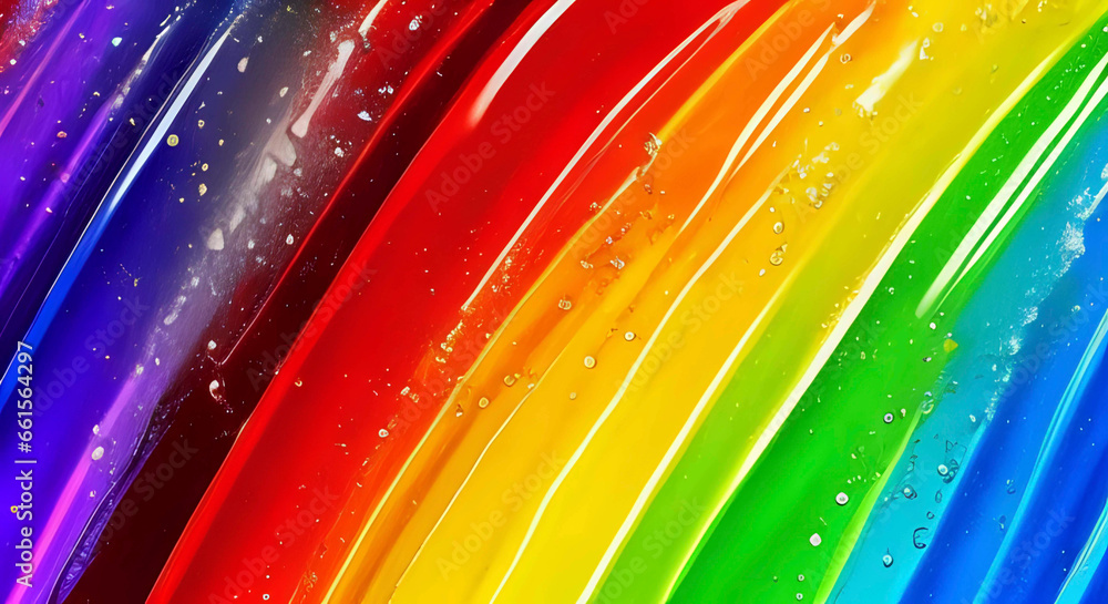 Rainbow and water background surface with vibrate colors. AI Generated ...