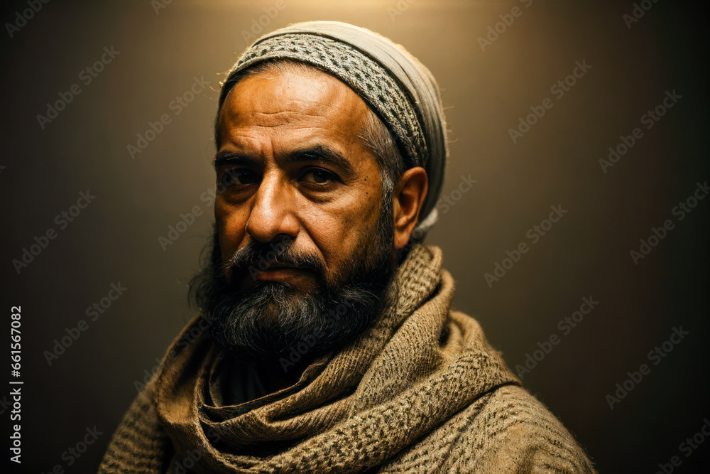 Portrait of the of the old age, bearded Middle Eastern man wearing ...