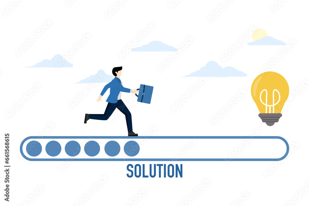 Solution and idea loading concept with progress bar and light bulb ...