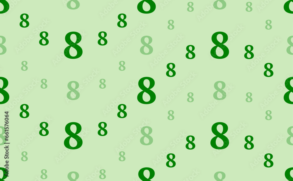 Seamless pattern of large and small green number eight symbols. The ...
