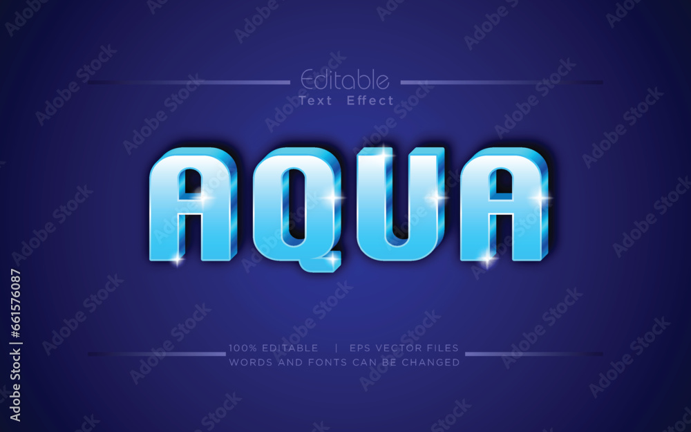 Aqua 3D Text Effect 100 Editable EPS File Word And Font Can be Changed ...