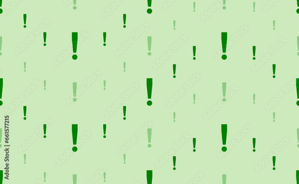 Seamless pattern of large and small green exclamation symbols. The ...