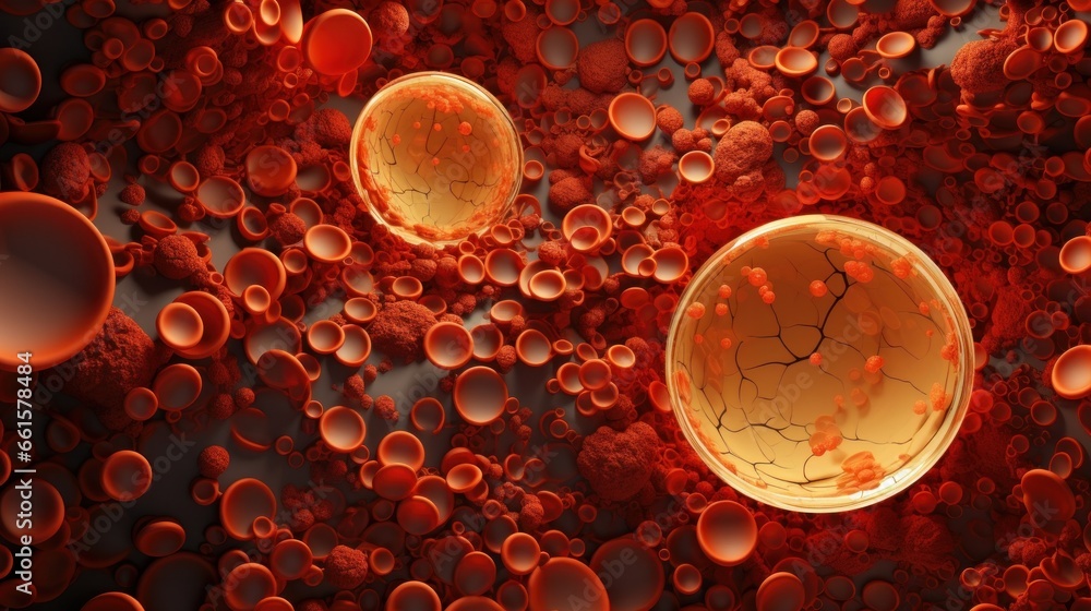 Delve into the exquisite intricacies of red blood cells, marveling at ...