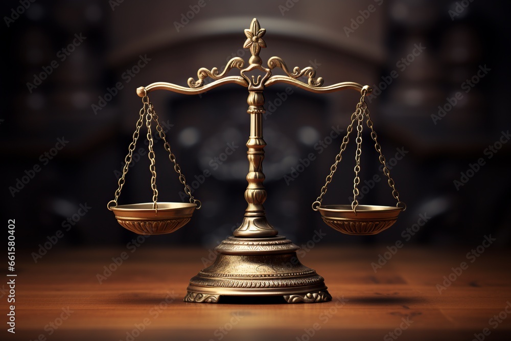 Symbol of Equality: The scales of justice, softly illuminated ...