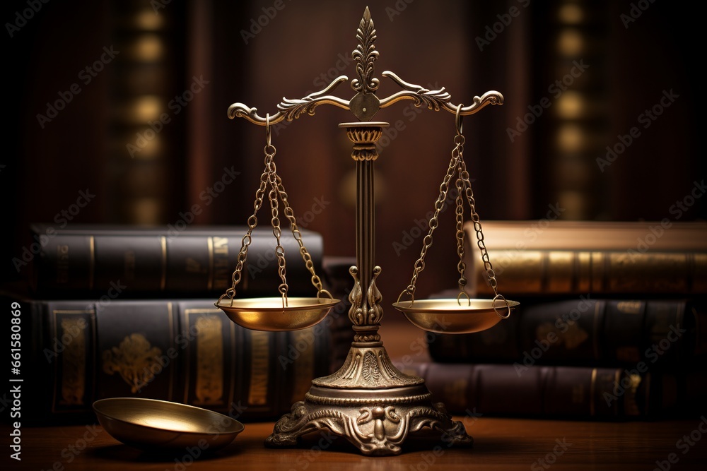 Symbol of Equality: The scales of justice, softly illuminated ...