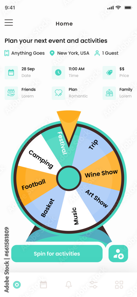 Events, Concerts and Activities Mobile App UI Kit Template with prize ...