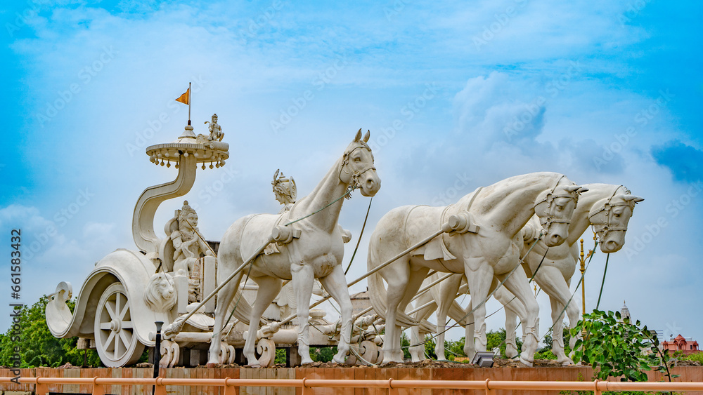 Shri Krishna Sarathi on Arjun's Chariot statue located in Kota ...