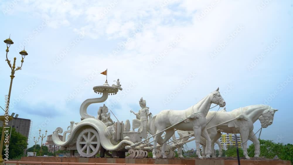 Shri Krishna Sarathi on Arjun's Chariot statue located in Kota ...