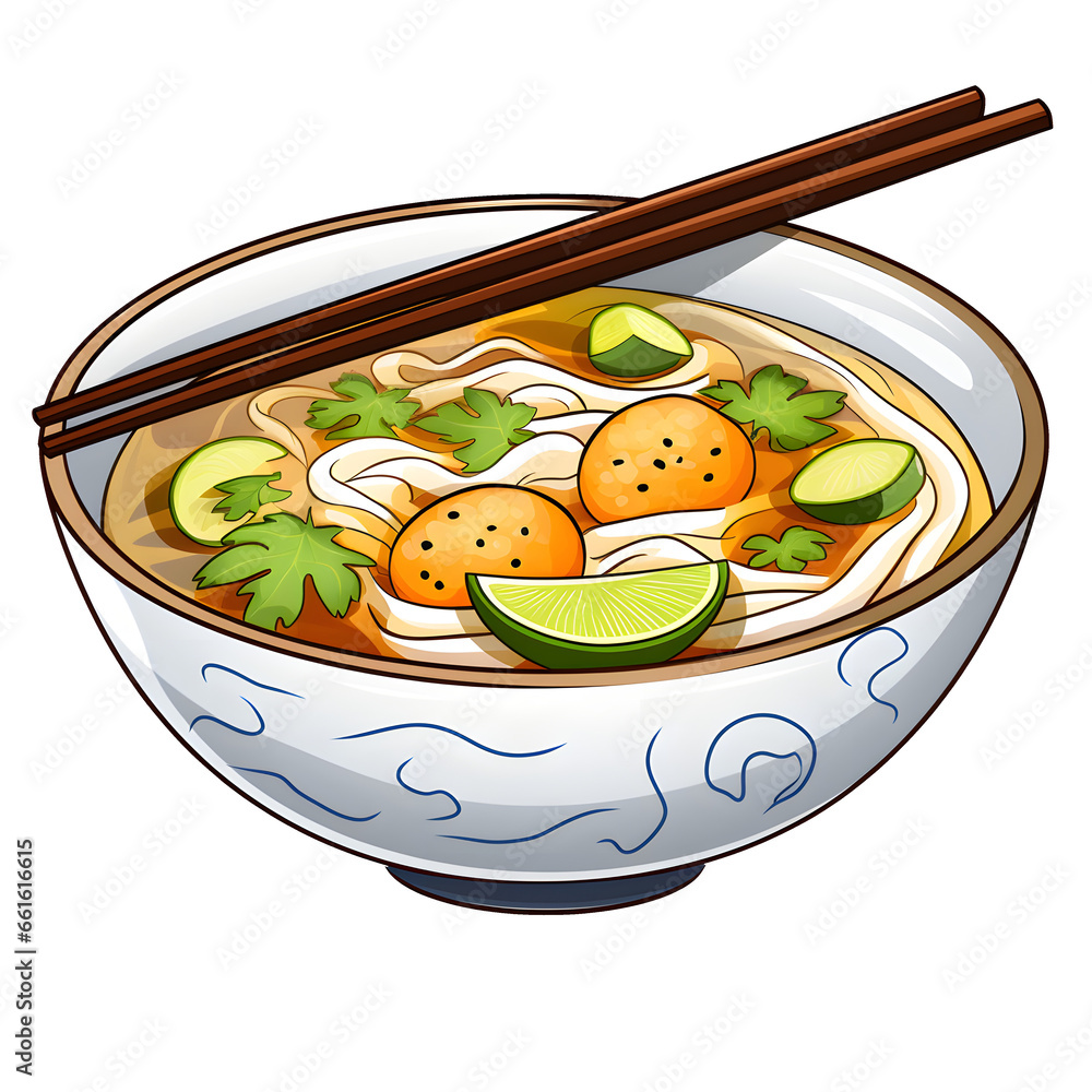cartoon clipart of Pho, food clipart, transparent background, isolated ...