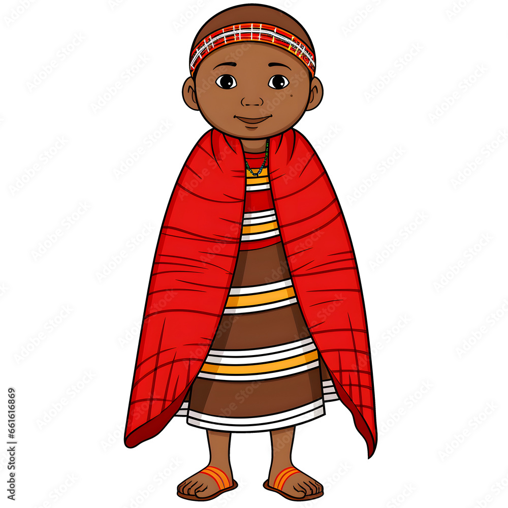 cartoon clipart of Maasai, culture clipart, transparent background ...