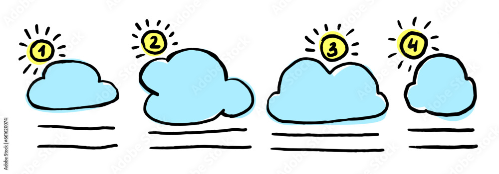 3 steps infographic with cloud shape text boxes. Step by step ...