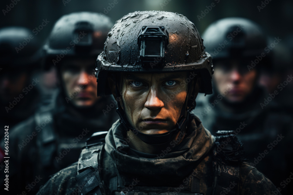 Soldiers standing in formation, their uniforms a symbol of duty and ...