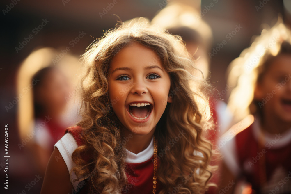 Little cheerleaders performing spirited routines to boost team morale ...