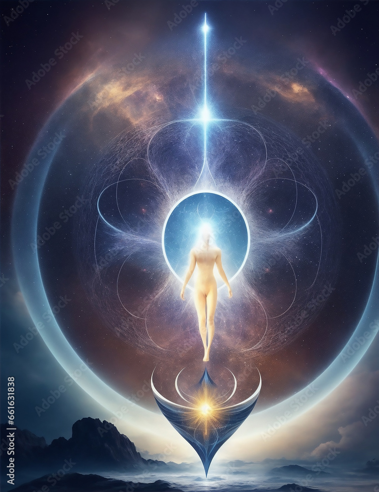 Mystery woman time traveler standing in-front of a giant circular ...