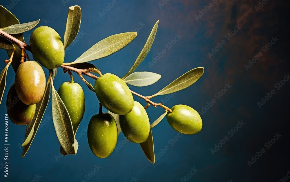 Olive tree branch with leaves and fruits, natural agricultural food ...