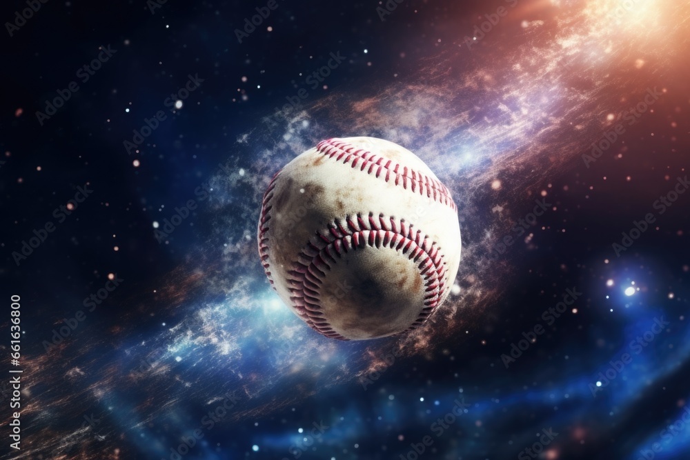 A baseball flying through the air in space. This image can be used to ...
