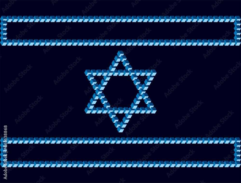 Israeli flag on a dark mournful background. Symbols of Israel based on ...