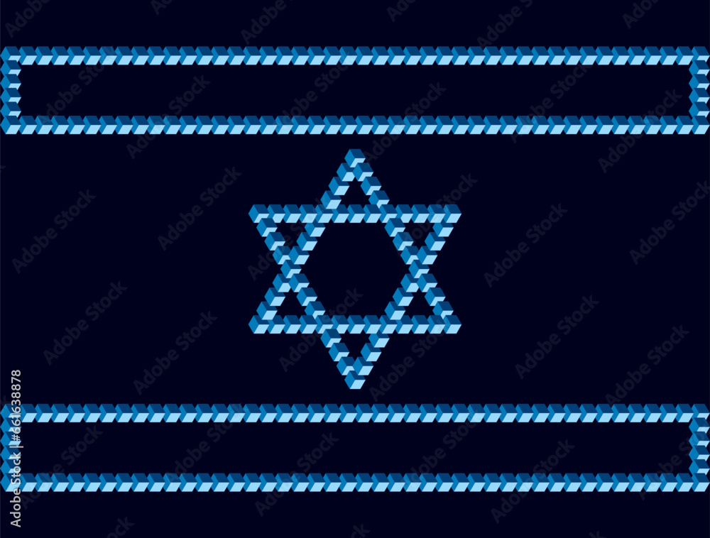 Israeli flag on a dark mournful background. Symbols of Israel based on ...