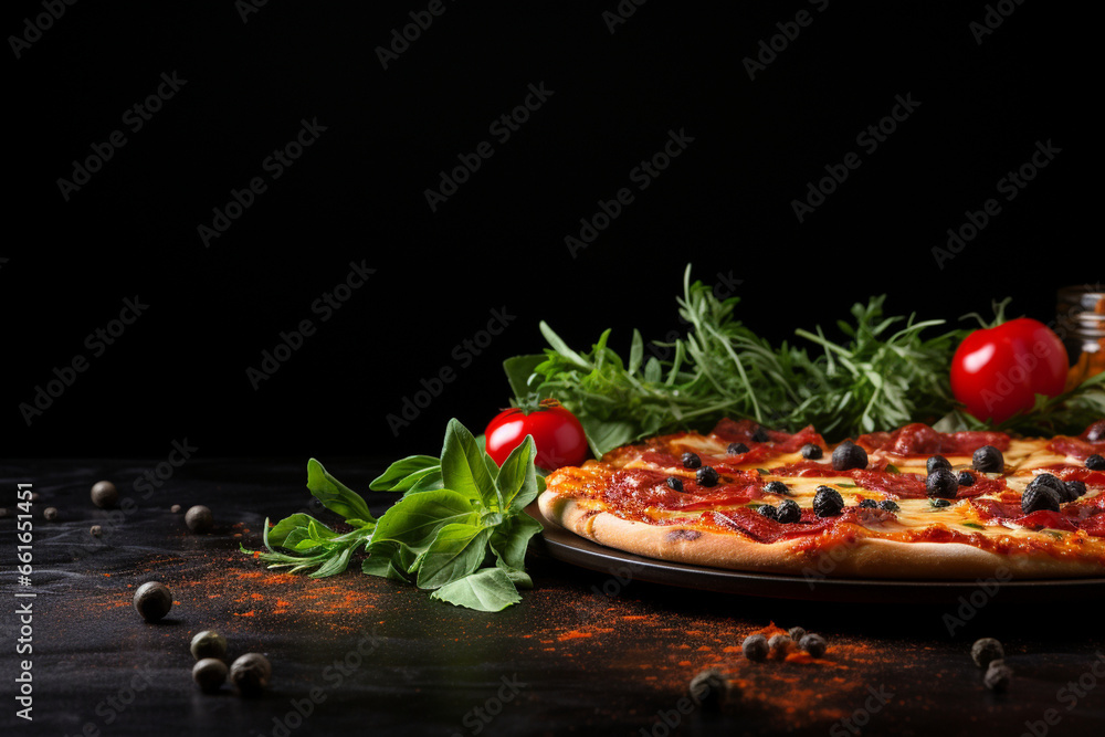 An opulent black textured background featuring an artistic Italian ...