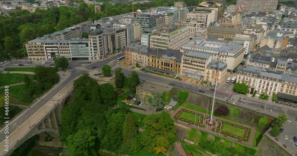 Establishing shot of Luxembourg city. Tourism, travel or urban b-roll ...