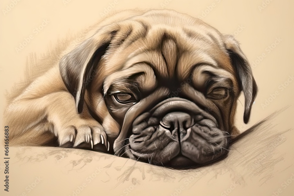 Cute Pug Drawings: Hand-Drawn Images Capturing the Charm and Sweetness ...