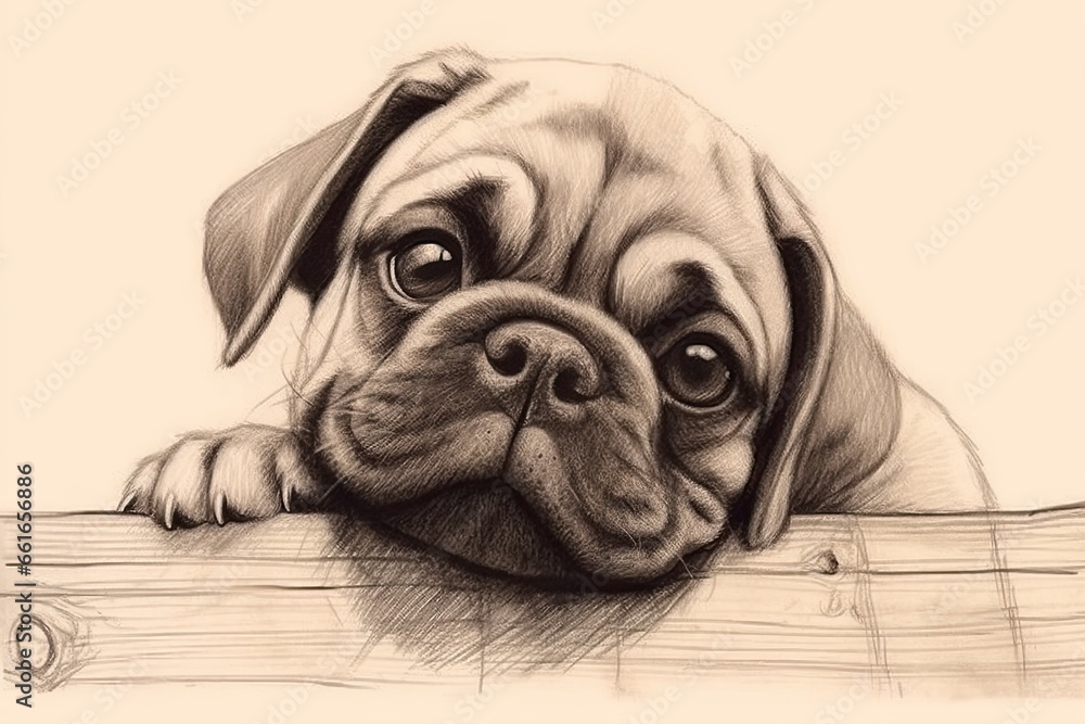 Cute Pug Drawings: Hand-Drawn Images Brimming with Charm and Sweetness ...