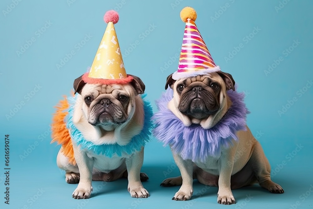 Pugs Happy Birthday: Adorable Photo Series of Pugs Wearing Tiny Party ...