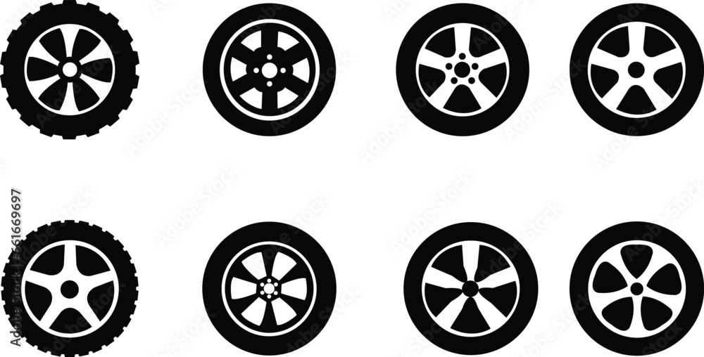 Set of wheel Rubber Tiers icons for business for your website. To make ...