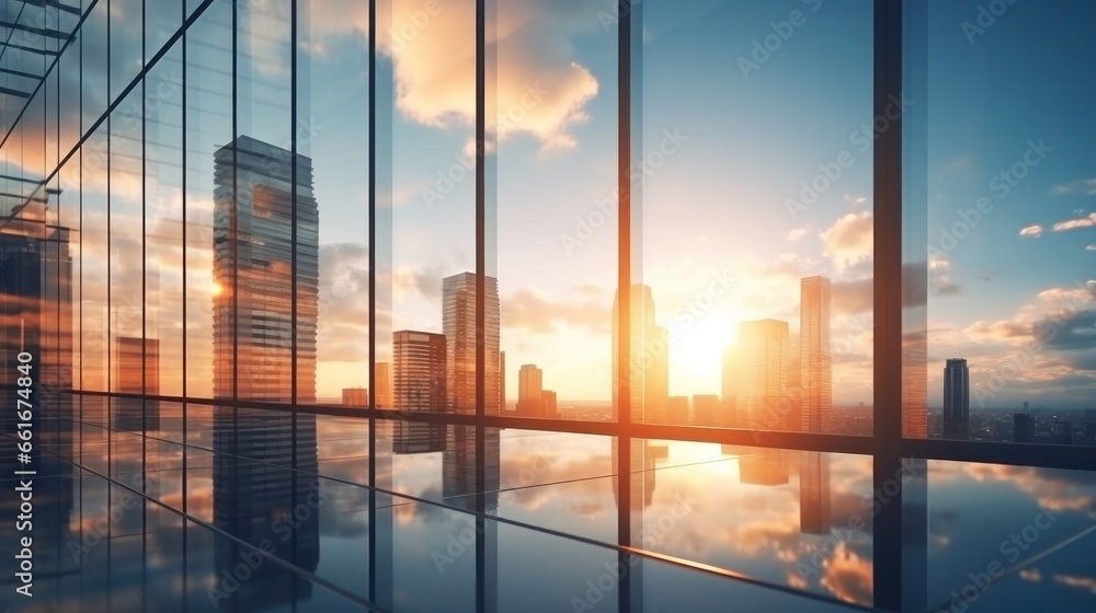 Modern office building or business center. High-rise window buildings ...