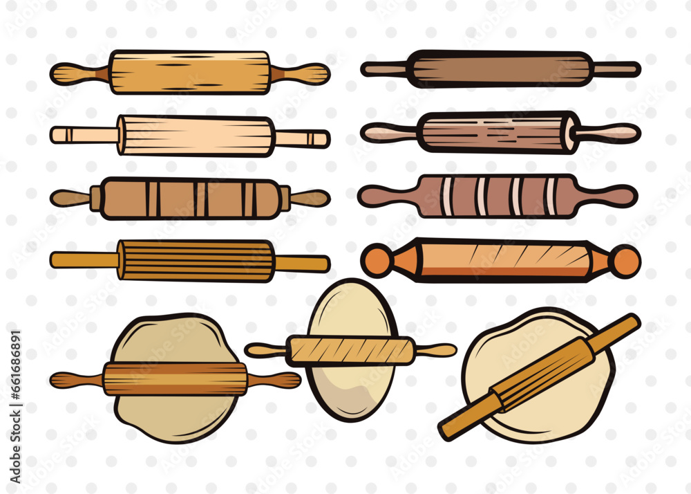 Rolling Pin Outline SVG Cut File | Kitchen Svg | Baking Svg | Bundle ...