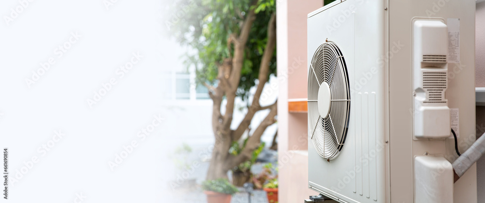 Poster Air compressor external split wall type of outdoor home air ...