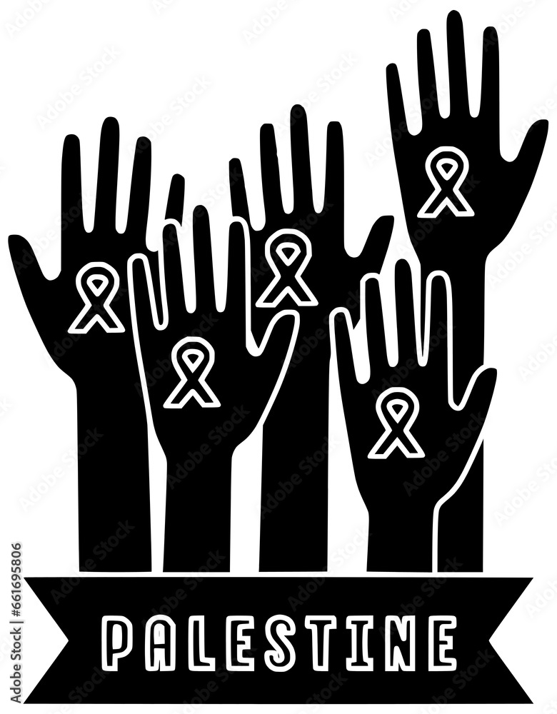 palestine black flag silhouette ribbon illustration national icon ...