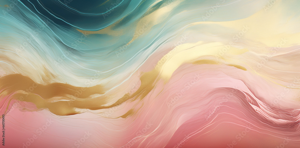 Pink, gold and gold abstract wave paint royal luxury background ...