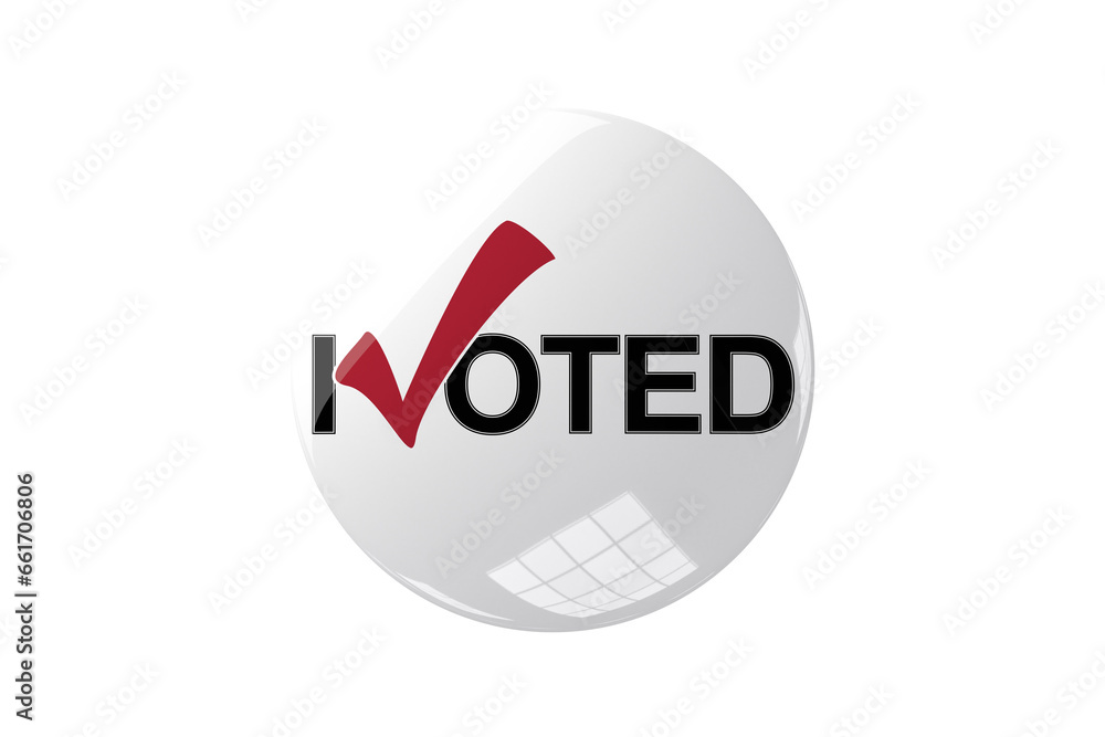 Digital png illustration of white button with i voted text on ...
