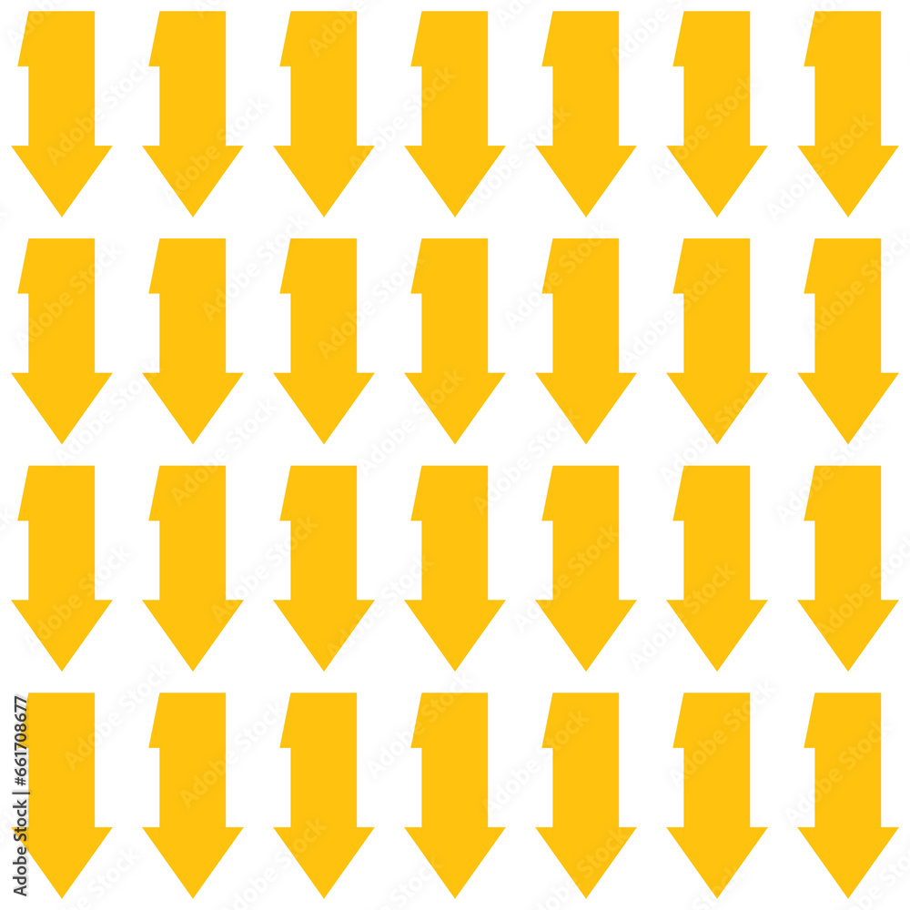 Digital png illustration of yellow pattern of repeated arrows on ...
