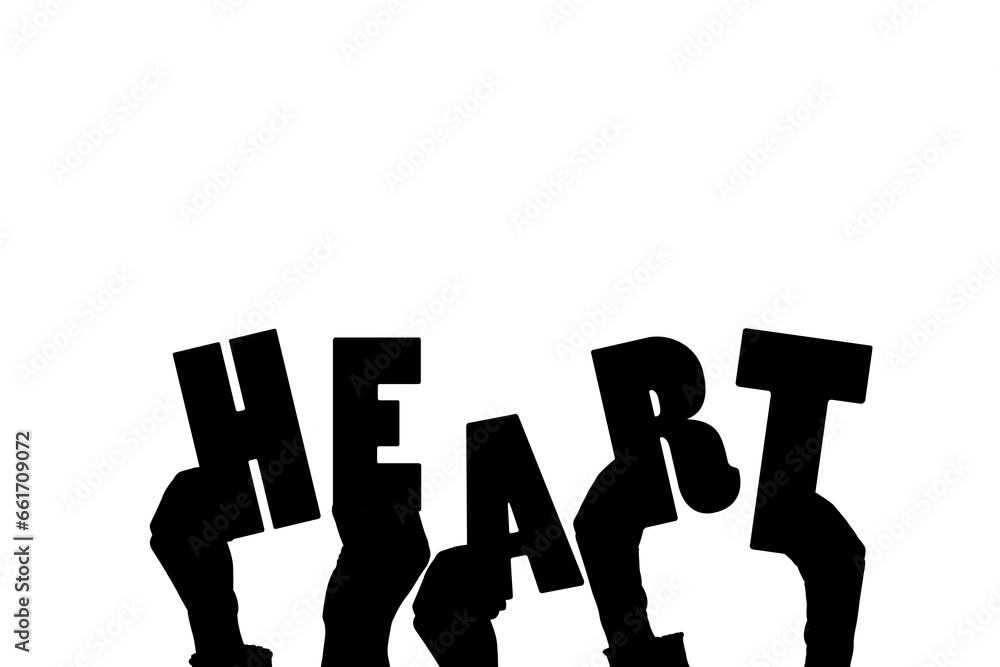 Digital png illustration of hands and heart text on transparent ...