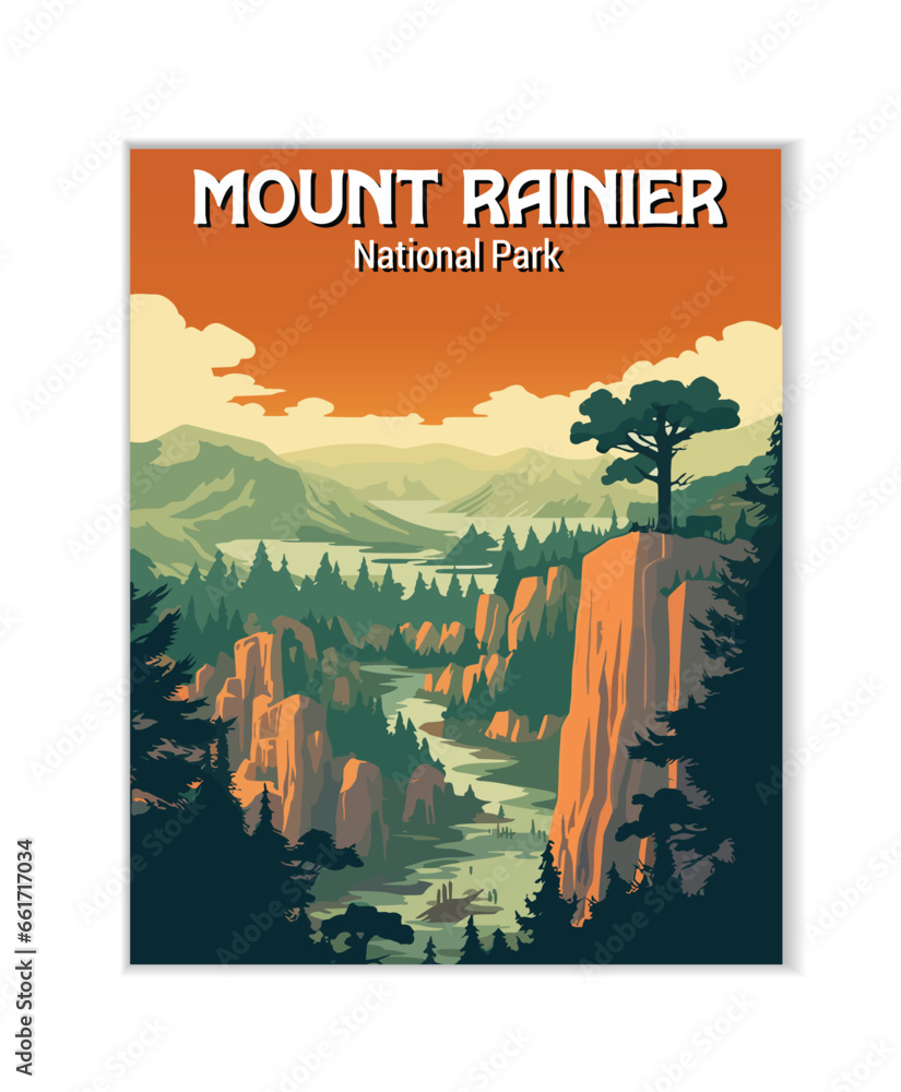 Vector Art of Sequoia and Kings Canyon National Park. Template of ...