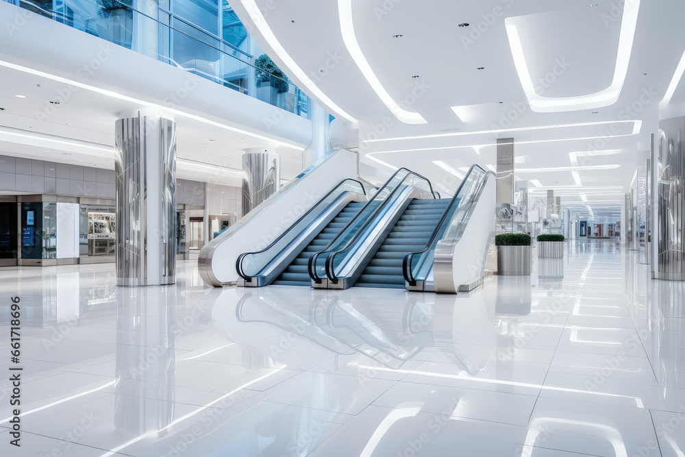 Photo & Art Print Clean and bright shopping mall interior design ...