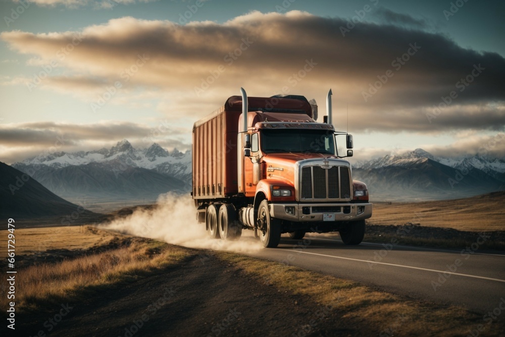 Super fast Truck automobile concept design with fire. Luxury speed race ...