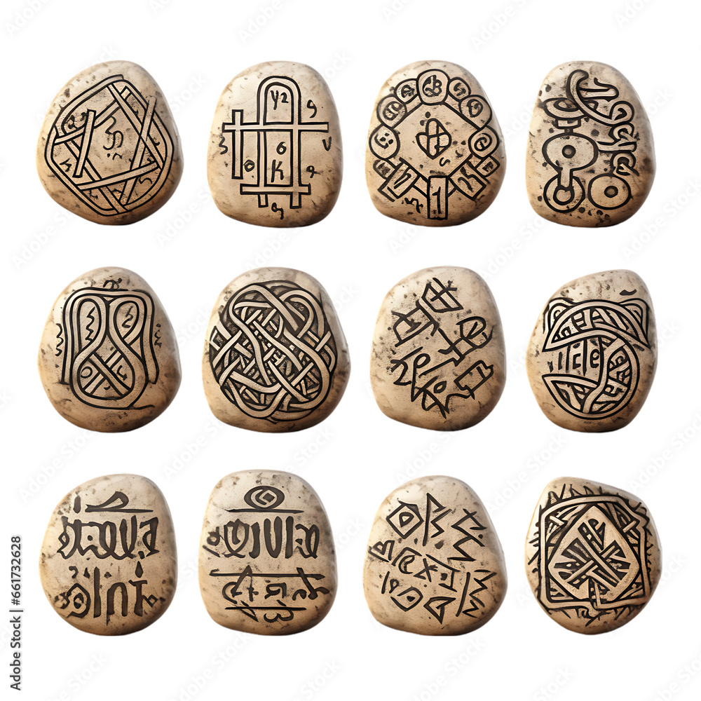Celtic Runes in Graphic Style isolated on transparent or white ...