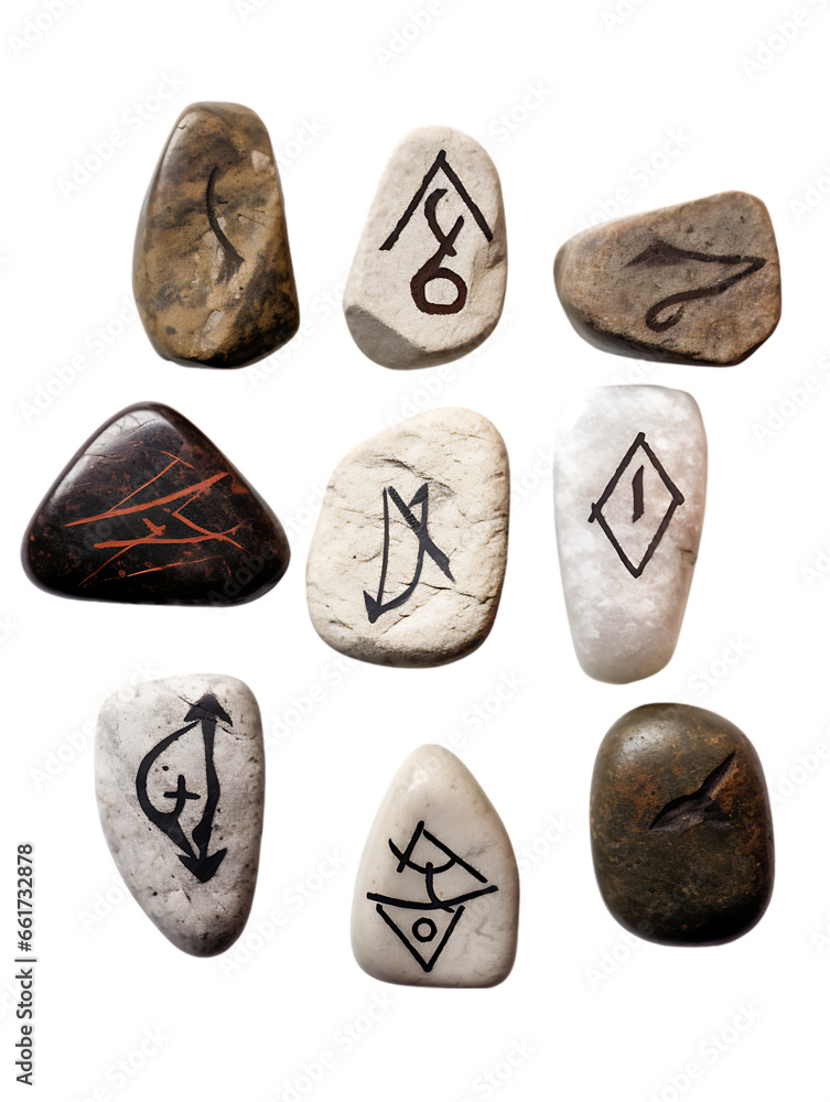 Mystical Rune Stones isolated on transparent or white background, PNG ...
