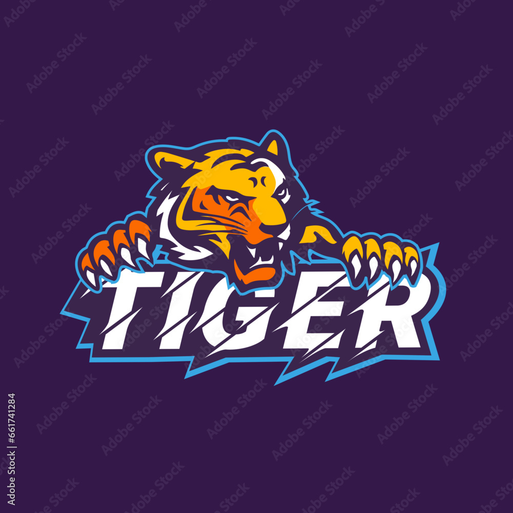 Wild tiger logo badge design for e-sport. Bengal tiger logo clipart ...