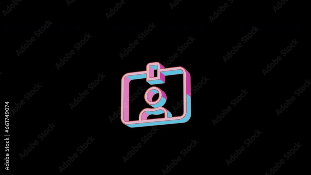 Bright id badge icon is jumping merrily. Retro style. Alpha channel ...