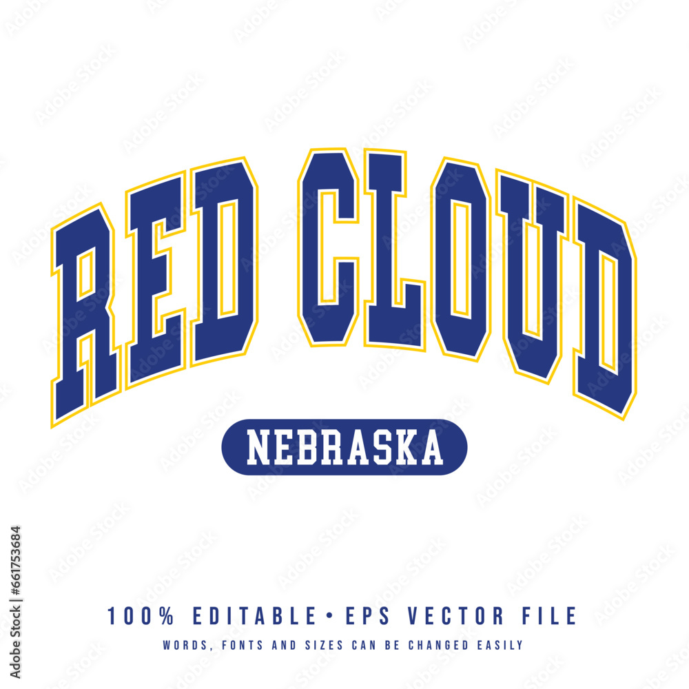 Red Cloud text effect vector. Editable college t-shirt design printable ...