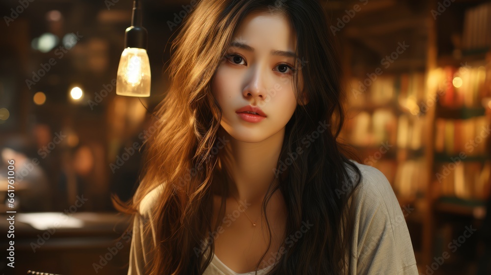 Confused Korean Girl Cant Understand Something Points , Background ... Confused Korean Girl Cant Understand Something Points , Background ...