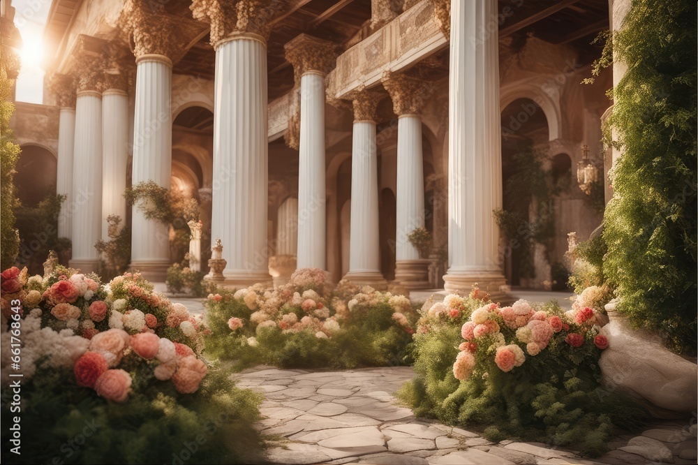 Temple columns wedding digital backdrop photography background wedding ...