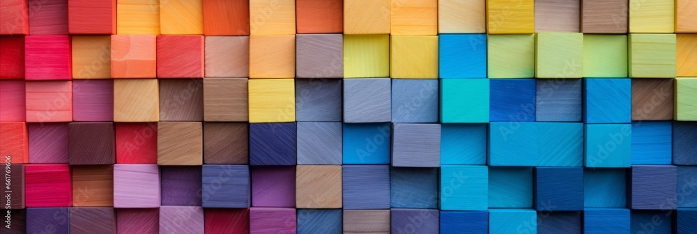 Colorful spectrum of wooden blocks in a chaotic pattern for use as ...