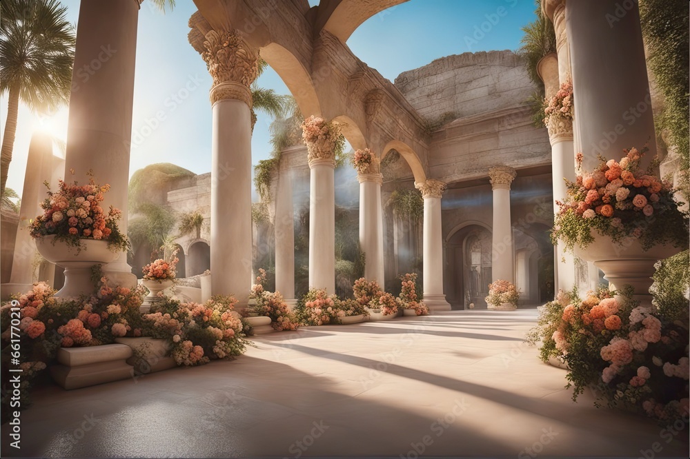 Temple columns wedding digital backdrop photography background wedding ...