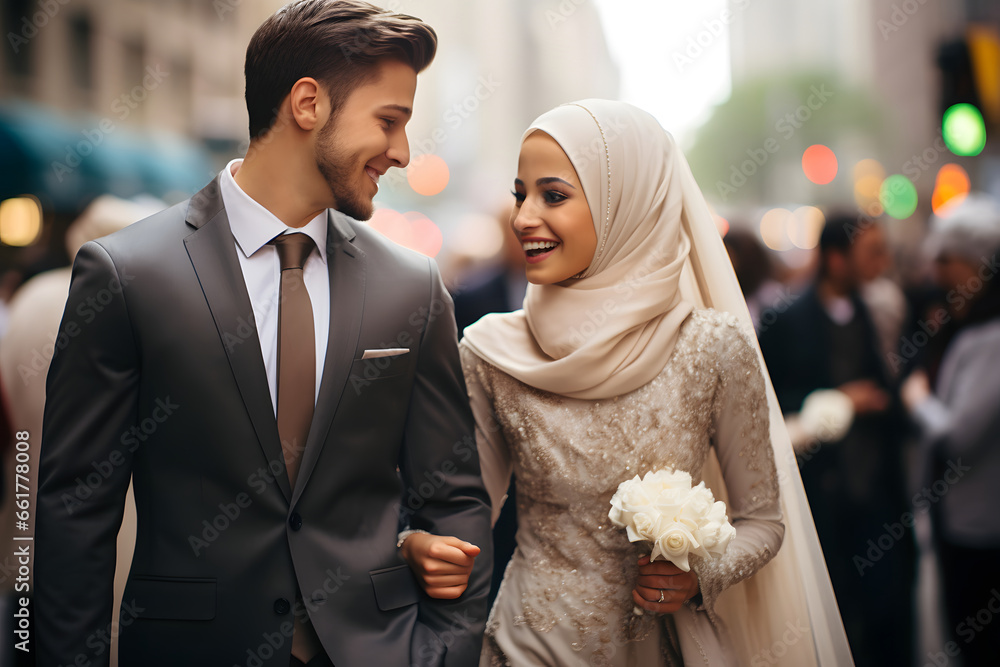 Muslim Wedding, Bride and Groom Stock Photo | Adobe Stock